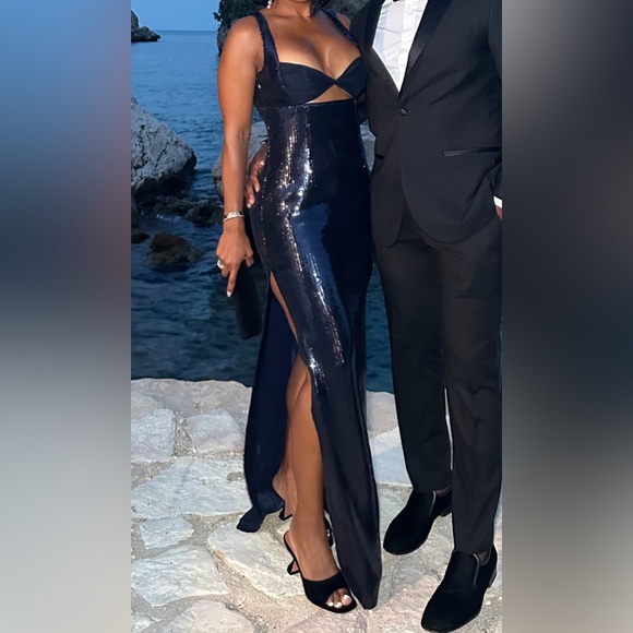 Galvan | Dresses | Galvan Liquid Twistfront Cutout Sequined Tulle Gown ...